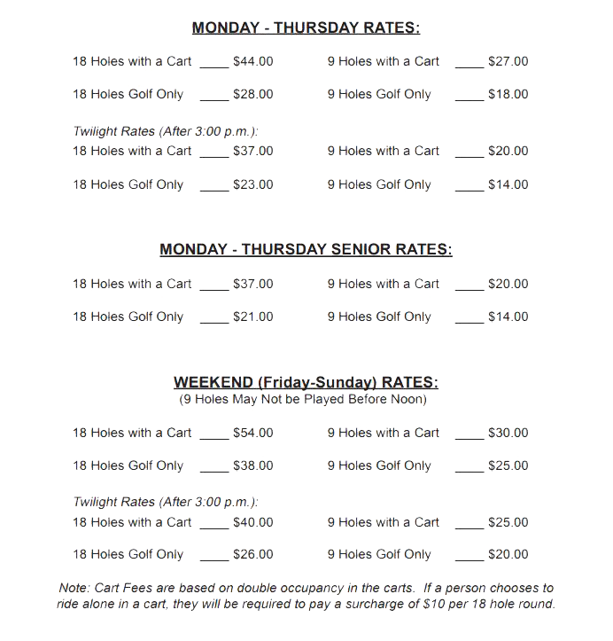 Rates - Maxwelton Golf Club